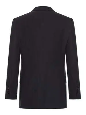 TOM FORD Double-breasted Pinstriped Wool Jacket - Black