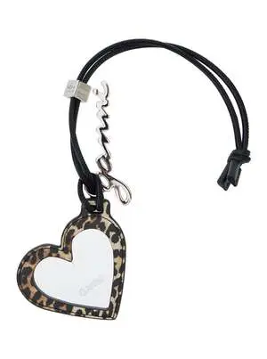 GANNI Heart Mirror With Leopard Motif And Logo Lettering - Multicolor