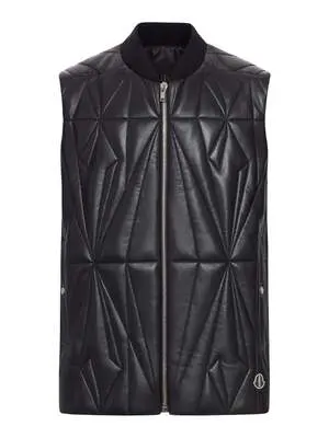 Moncler Geo-camo Padded Leather Vest - Black