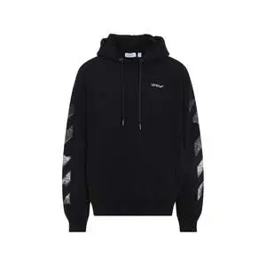 Off-White Graphic Print Cotton Hoodie - Black
