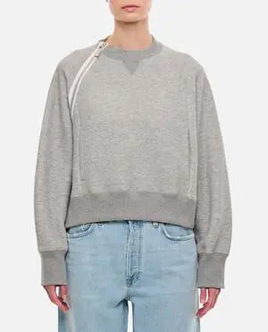 Sacai Crewneck Sweatshirt With Zipper Detail - Gray