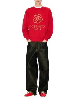 Kenzo Embroidered Boke Flower Cotton Sweatshirt - Red