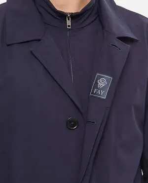 FAY Long Coat With Zip And Button Closure - Multicolor