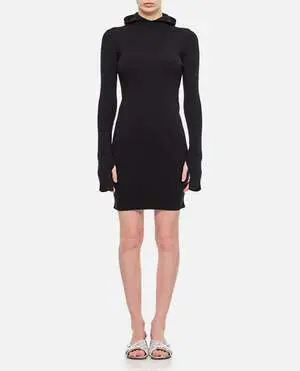 Fendi Wool Silk Ribs Mini Dress With Hood