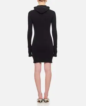 Fendi Wool Silk Ribs Mini Dress With Hood