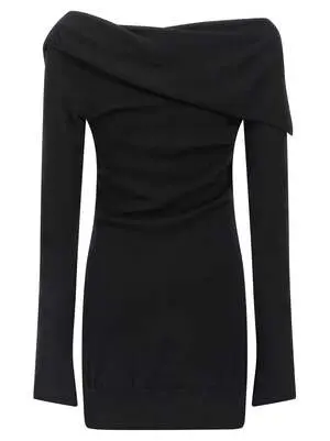 Attico Virgin Wool And Cashmere Blend Mini Dress With Shawl Neckline