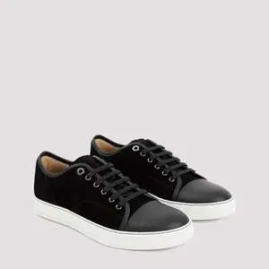 LANVIN Suede And Nappa Cap Toe Low Top Sneakers - Black