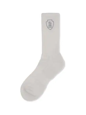 Brunello Cucinelli Ribbed Cotton Knit Socks - White