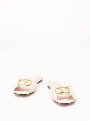 Valentino Garavani Vlogo Signature Embossed Calfskin Slides - Multicolor