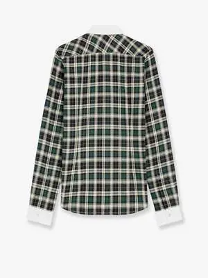 Celine Tartan Cotton Shirt With Contrasting Details - Multicolor