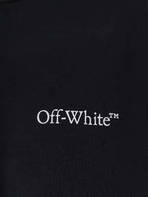 Off-White Cotton Hoodie With Kangaroo Pocket - Black