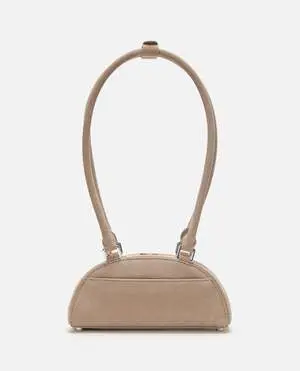 SELF-PORTRAIT Grey Suede Mini Shoulder Bag With Bow Keychain
