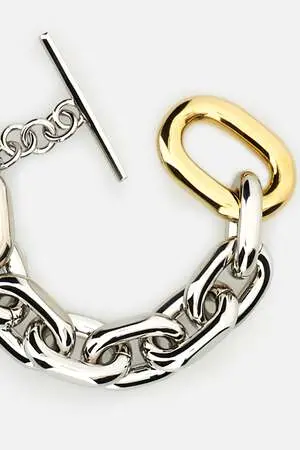 Rabanne Chain Bracelet With Gold Detailing