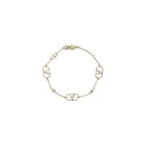 Valentino Garavani Gold Brass Bracelet With Vlogo Charms - Silver