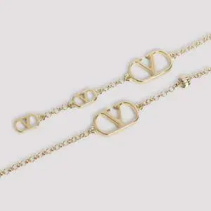 Valentino Garavani Gold Brass Bracelet With Vlogo Charms