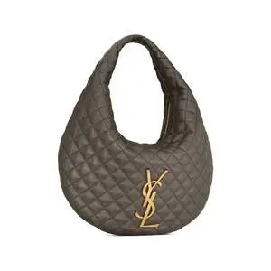Saint Laurent Quilted Monogram Shoulder Bag - Gray