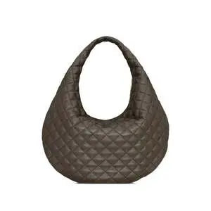 Saint Laurent Quilted Monogram Shoulder Bag - Gray