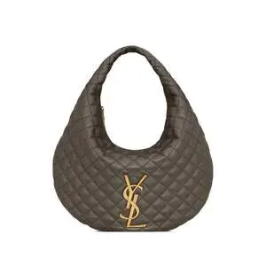 Saint Laurent Saint Laurent Quilted Monogram Shoulder Bag Gray