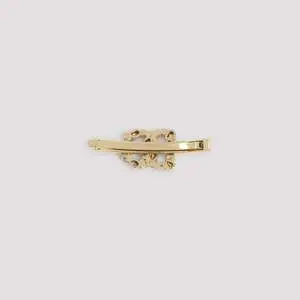 Dolce & Gabbana Gold Brass Dg Logo Pin With Crystal Embellishments