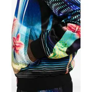 Casablanca Floral Print Silk Bomber Jacket