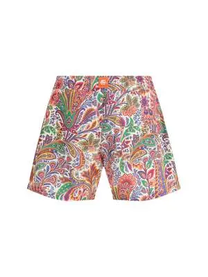 Etro Roma Swim Shorts With Placed Floral Print - Multicolor
