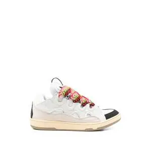 LANVIN Low-top Sneakers With Perforated Toebox And Lace-up Fastening - White