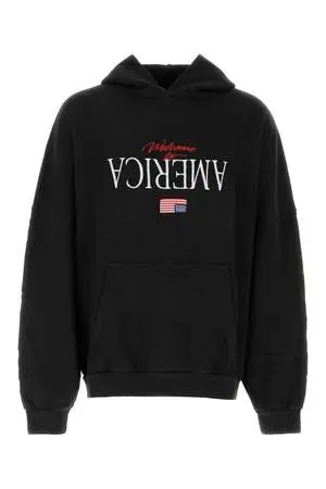 WILLY CHAVARRIA Willy Chavarría Cotton Oversized "welcome To America" Sweatshirt - Black