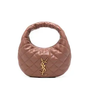 Saint Laurent Quilted Lambskin Hobo Bag - Brown