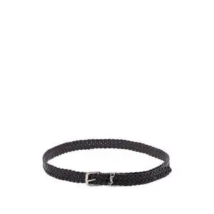 Saint Laurent Braided Leather Belt - Black