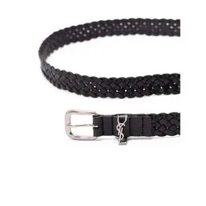 Saint Laurent Braided Leather Belt - Black