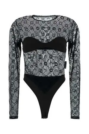 MARINE SERRE Stretch Tulle Bodysuit - Black