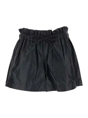 Isabel Marant Étoile Black Eco-leather Shorts With Drawstring Waist - Multicolor