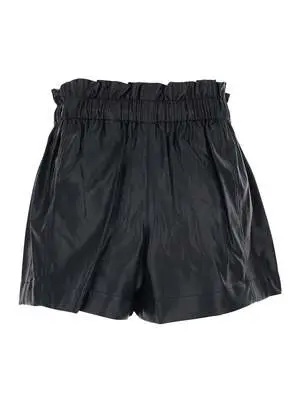 Isabel Marant Étoile Black Eco-leather Shorts With Drawstring Waist - Multicolor