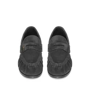 Saint Laurent Suede Gathered Detail Loafers - Brown
