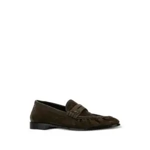 Saint Laurent Suede Gathered Detail Loafers - Brown