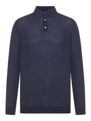 Kiton Long-sleeved Wool Polo Shirt - Blue