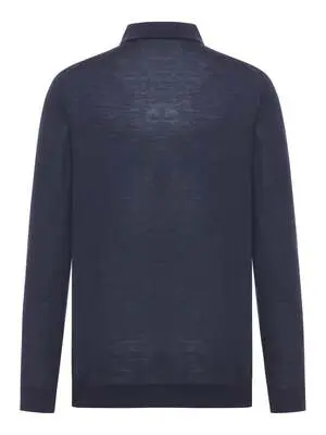 Kiton Long-sleeved Wool Polo Shirt - Blue