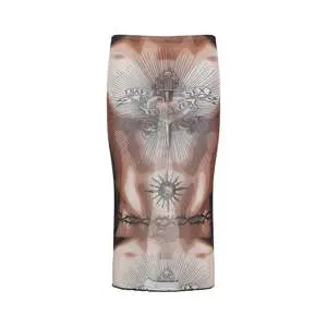 JEAN PAUL GAULTIER Safe Sex Tattoo Midi Skirt - Multicolor