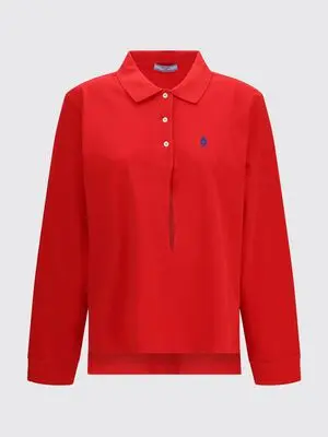 Prada PRADA Long Sleeve Polo Shirt Red