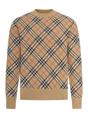 Burberry Burberry Checked Cotton And Wool Pullover Multicolor