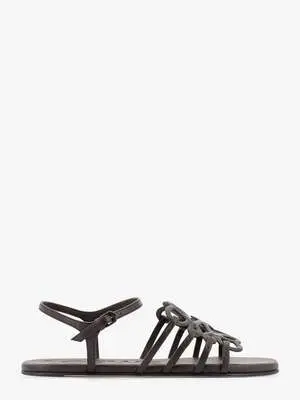 Loewe Petal Leather Sandals With Anagram Logo - Brown