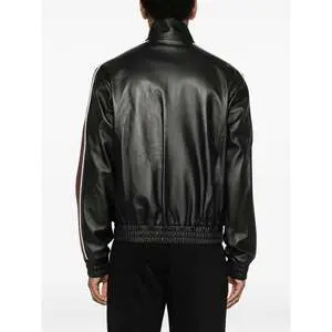 Casablanca Leather Jacket With Stripe Detailing