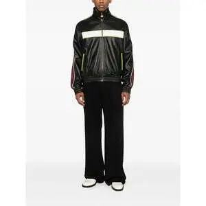 Casablanca Leather Jacket With Stripe Detailing