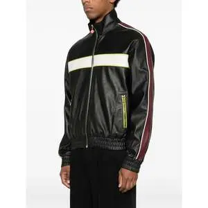 Casablanca Leather Jacket With Stripe Detailing