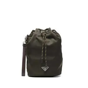 Prada Recycled Polyamide Drawstring Bucket Bag - Green