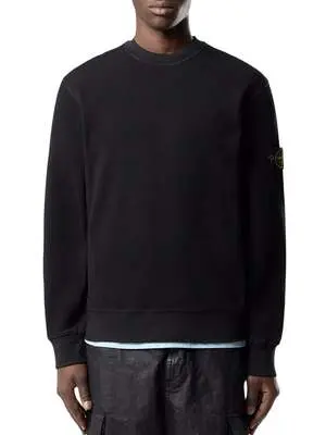 Stone Island Crew Neck Sweatshirt In Organic Cotton With Honeycomb Workmanship