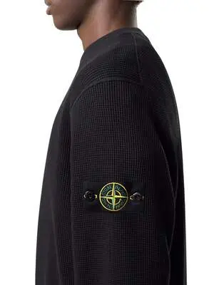 Stone Island Crew Neck Sweatshirt In Organic Cotton With Honeycomb Workmanship