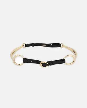 Rabanne Leather Belt With Gold Metallic Details - Multicolor
