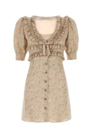 Alessandra Rich Printed Ruffle Mini Dress