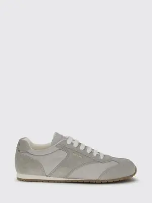 Prada Grey Suede And Nylon Lace-up Sneakers - Gray
